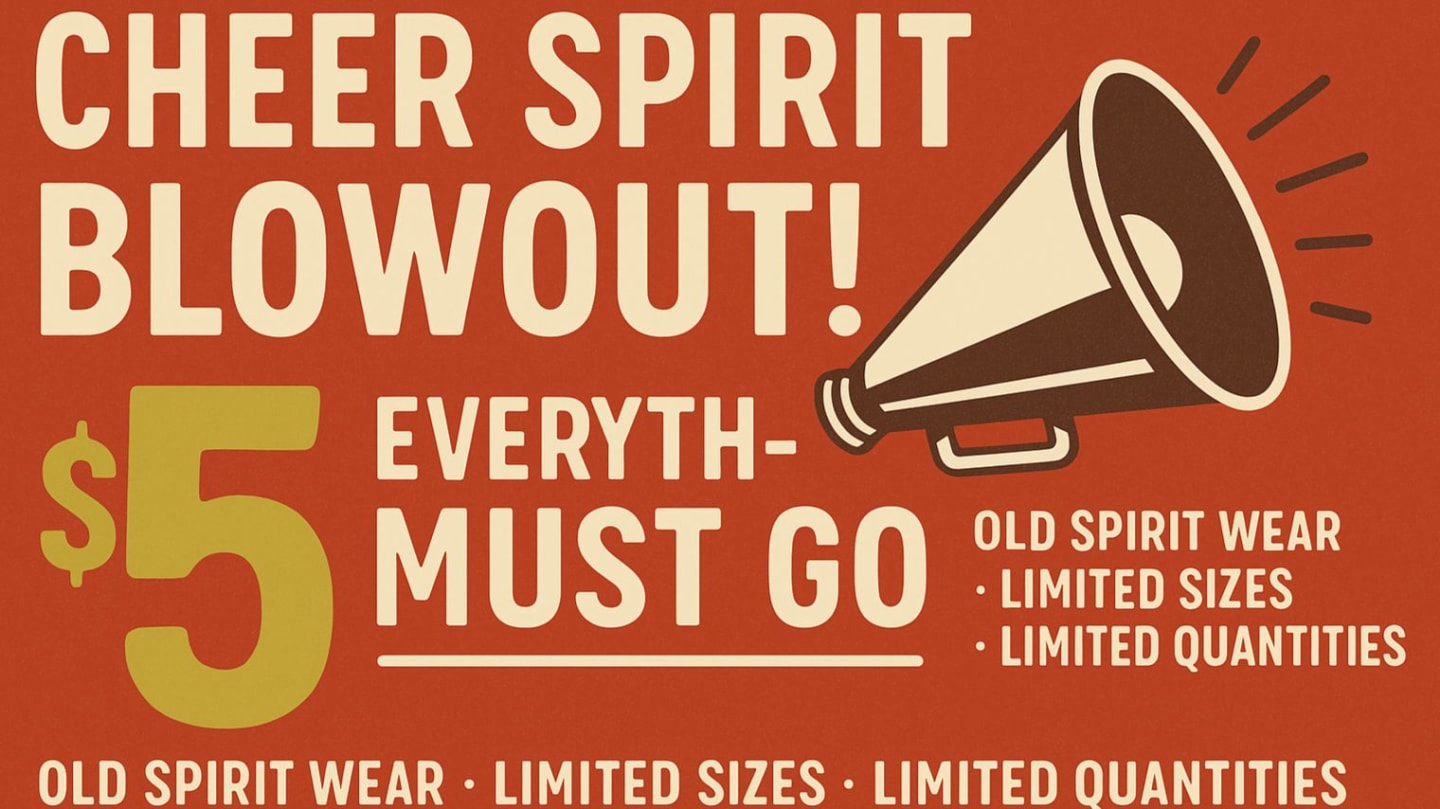 Cheer loud, cheer proud – $5 spirit wear now!