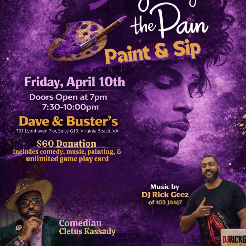 Laugh Through the Pain Paint & Sip- Prince Inspired: Let's Go Crazy!