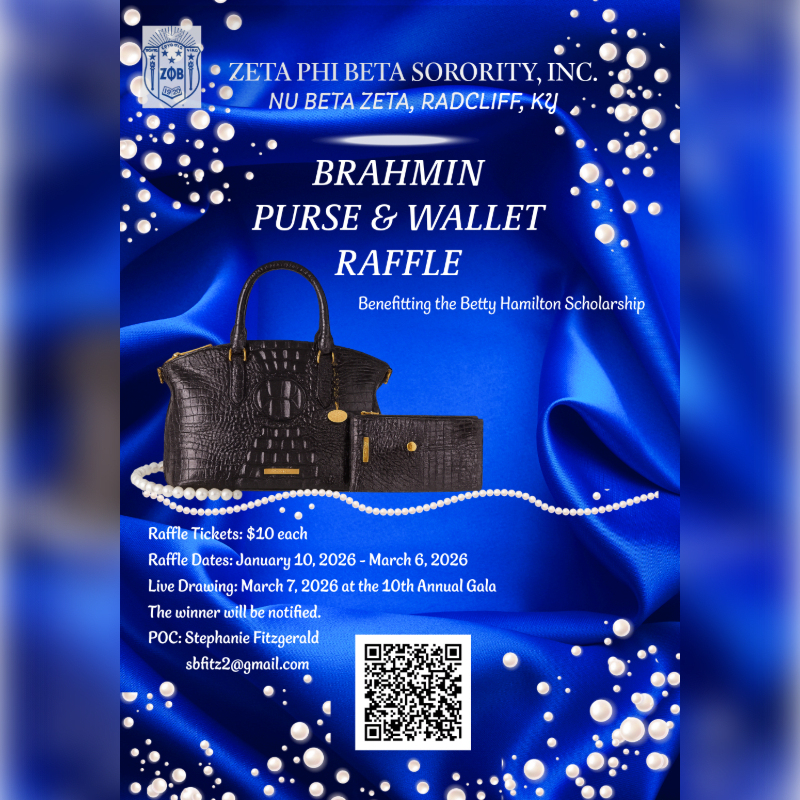 Zeta Phi Beta Nu Beta Zeta Brahmin Purse and Wallet Raffle 2026