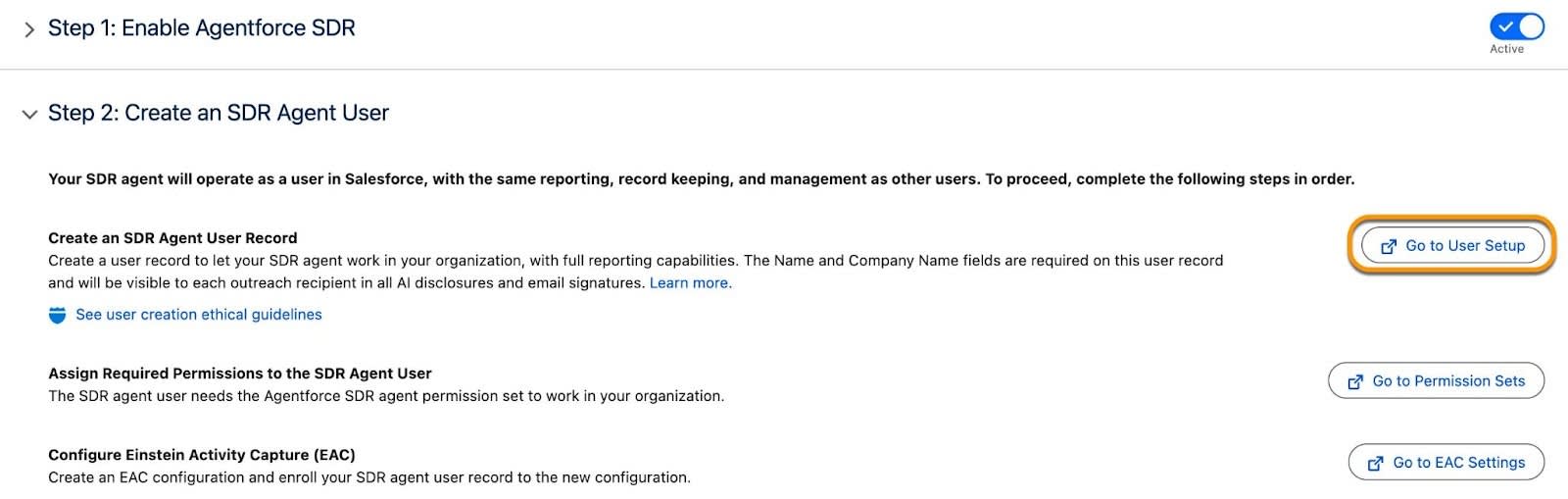 Turn On Your New SDR Agent | Salesforce Trailhead