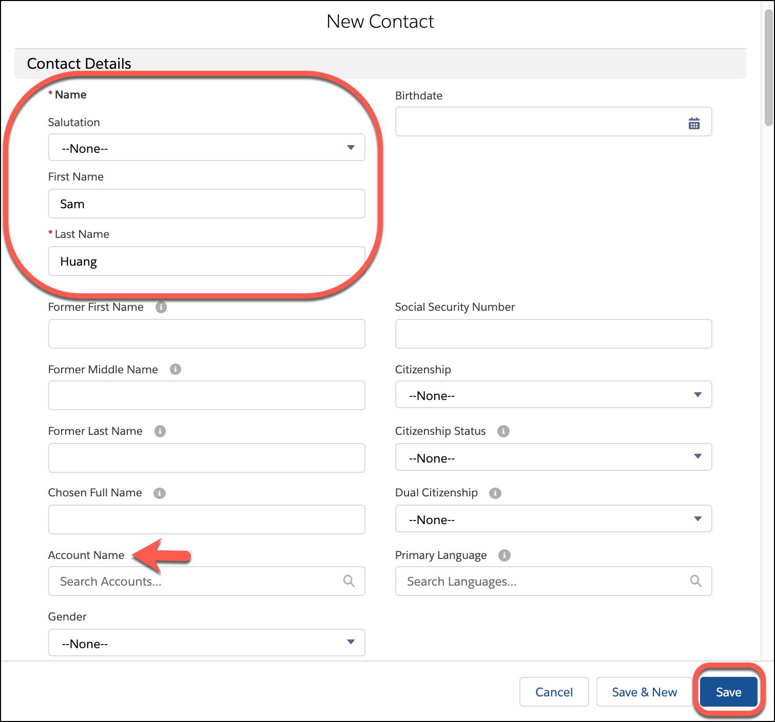 Create Contacts And Accounts Salesforce Trailhead