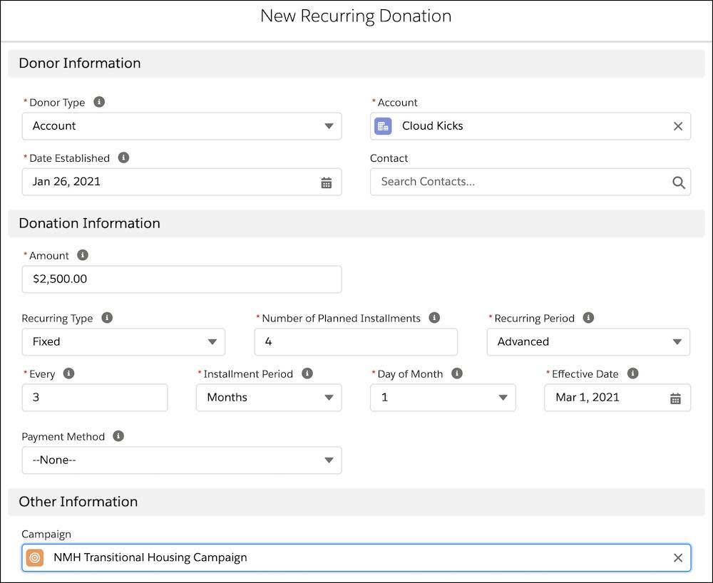 Create and Edit Recurring Donations Unit | Salesforce Trailhead