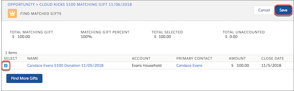 Create Matching Gifts | Salesforce Trailhead