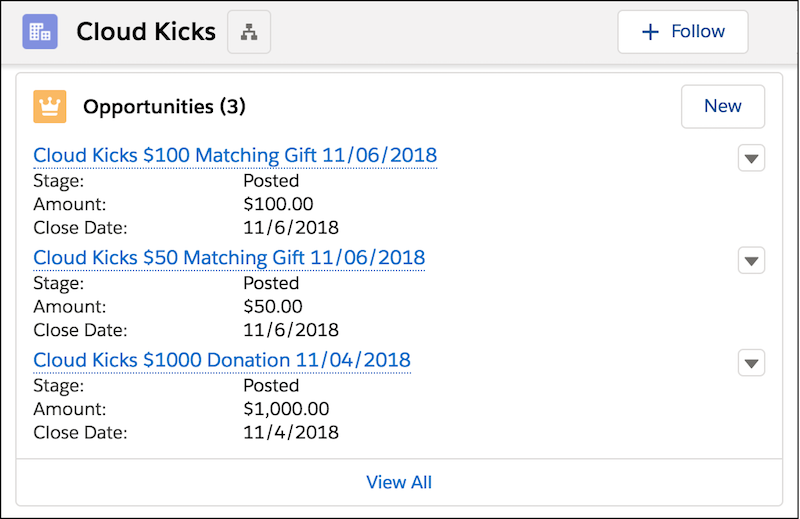 Create Matching Gifts | Salesforce Trailhead