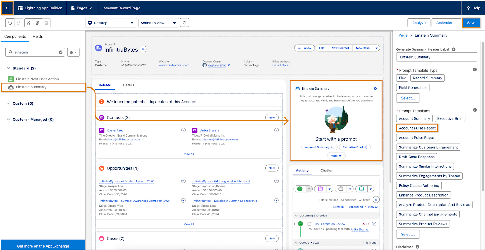 Configure Einstein Summary for Enhanced Account Insights