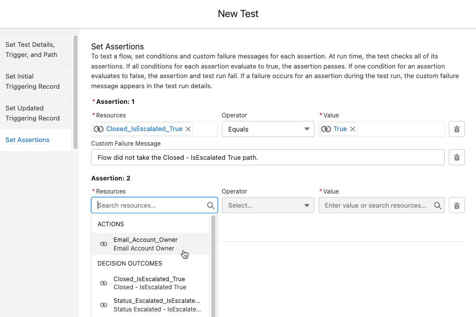 Create Flow Tests Salesforce Trailhead
