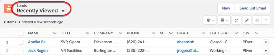 Unidad Trabajar con Vistas de lista | Salesforce Trailhead