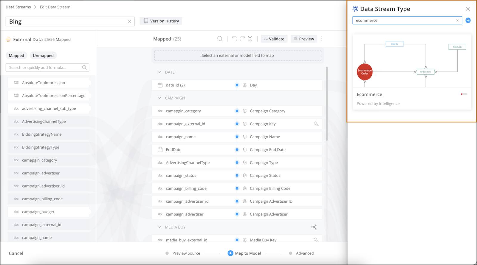 Ecommerce Data Model Mapping