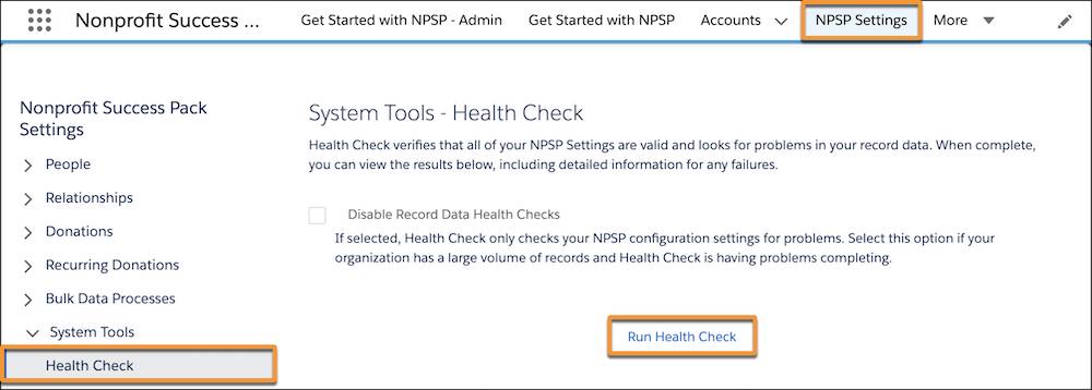 Run the NPSP Health Check in Your Org Unit | Salesforce Trailhead