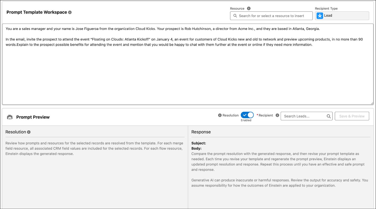 Criar e embasar modelos de prompt | Salesforce Trailhead