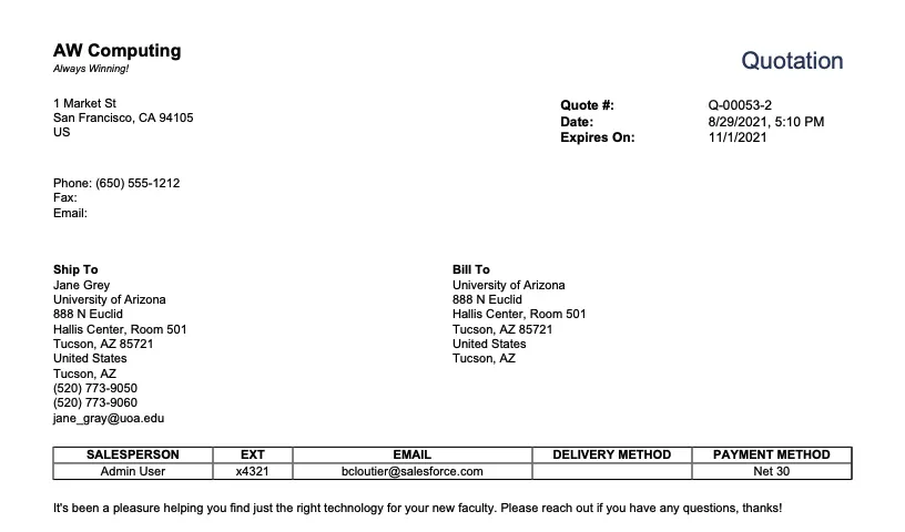 Customize Content for Advanced Quote Templates