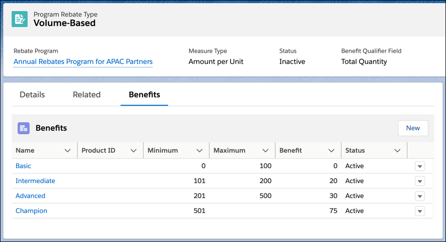 Unidad Create Benefits and Activate a Program | Salesforce Trailhead