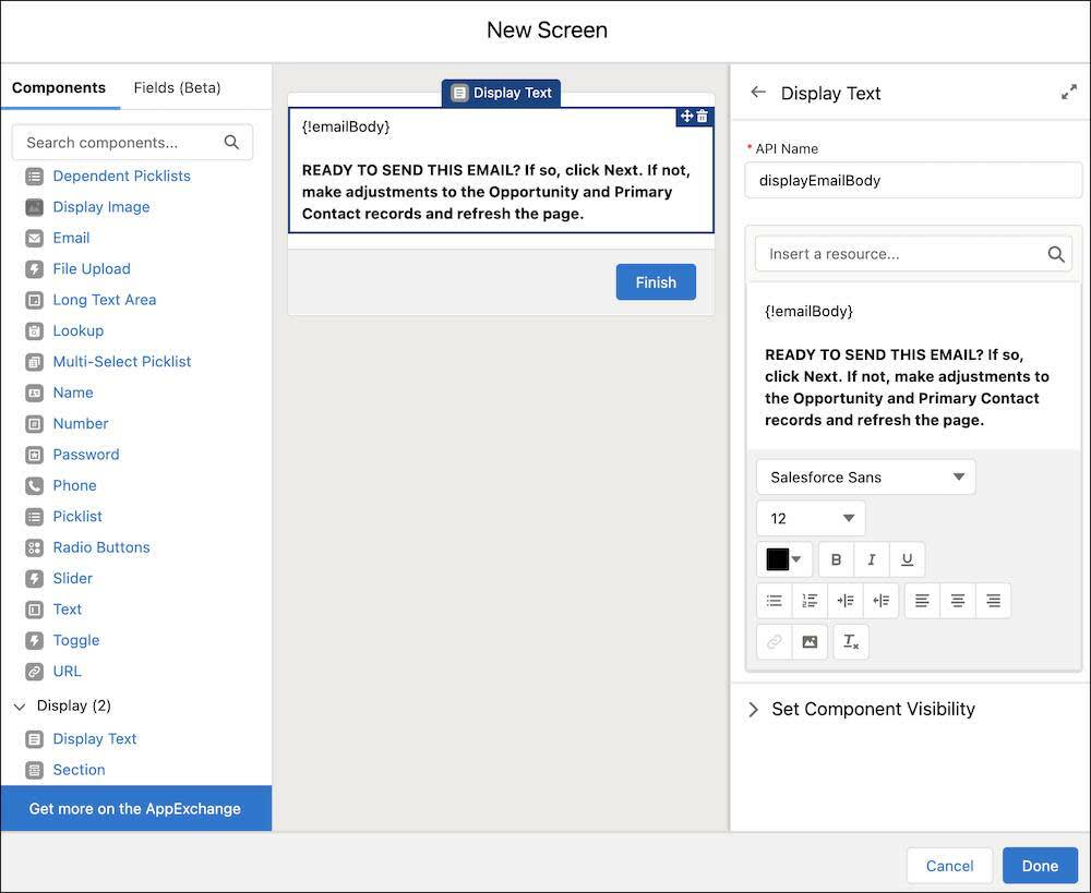 Create a Preview Screen and Send Email Action Unit | Salesforce