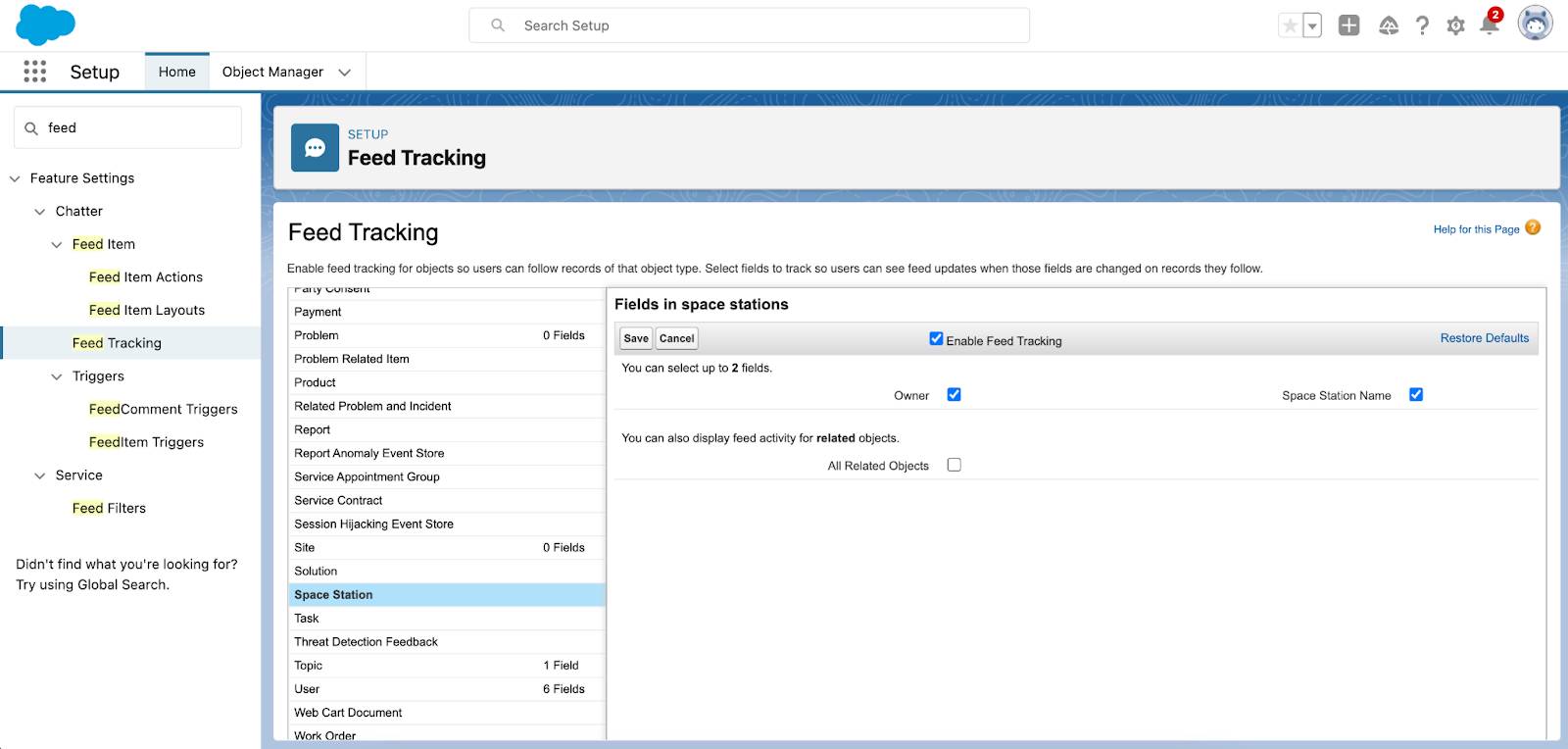 Unidad Crear el objeto Estación espacial | Salesforce Trailhead