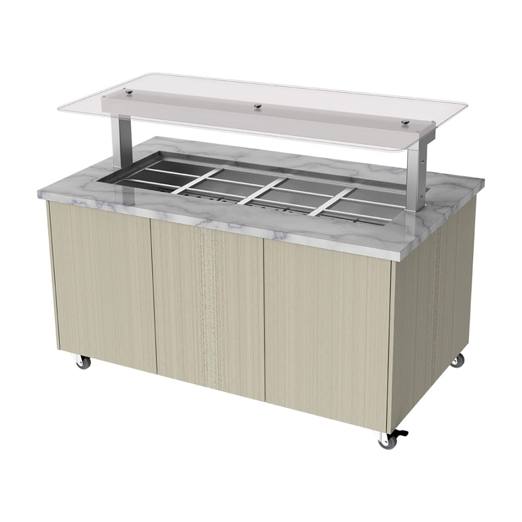 Culinaire Heated Mobile Island Buffet with Flat Glass Gantry