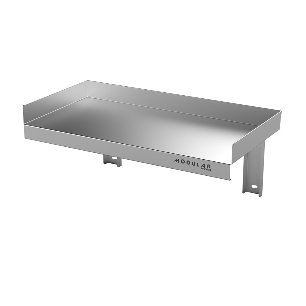 Modular Stainless 600mm wide Solid Wall Shelf MS.SWS.0600