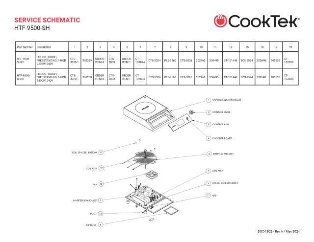 CookTek Helios Single Hob Countertop Induction Cooktop HTF.9500.SH