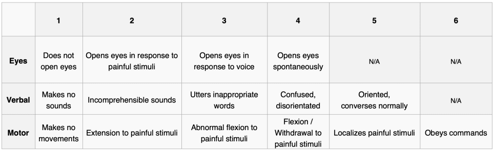 Glasgow Coma Scale score in TBI Cases
