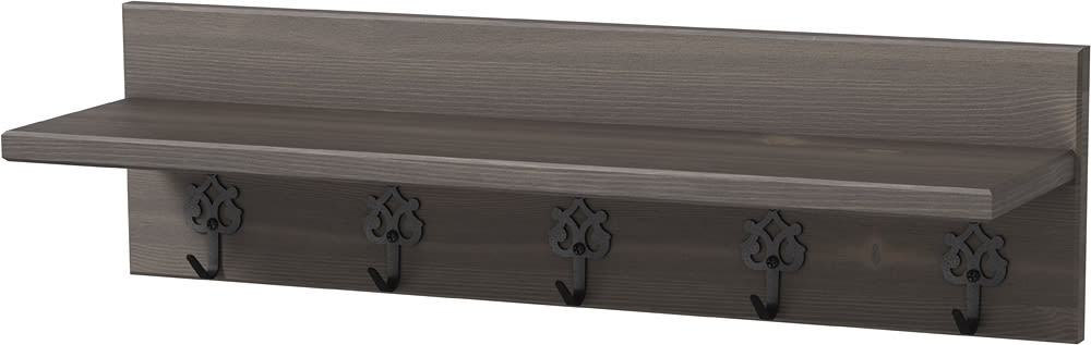 hylle med knagger 50cm antikkgrå | Hyttetorget