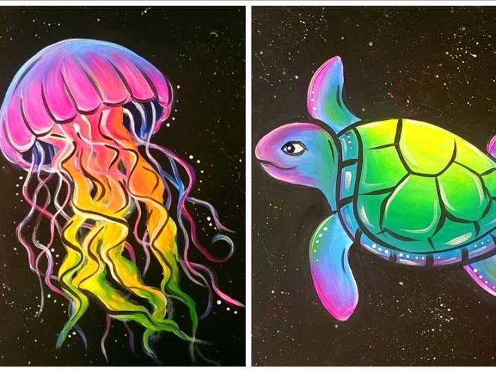 Paint and Sip - Glowing Sea Creatures - Family Fun - Austin | Classpop!