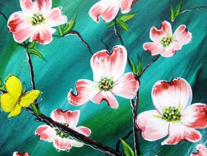 Paint and Sip - Pink and White Flowers - Houston | Classpop!