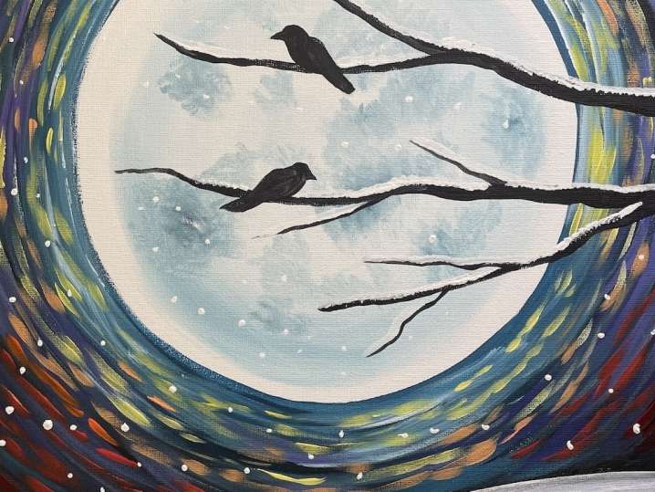 Paint and Sip - Birds in Whirling Moonlight - Indianapolis | Classpop!