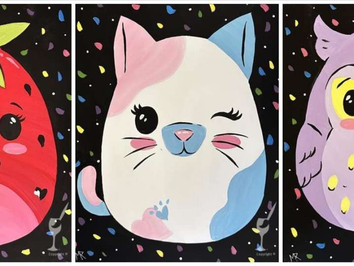 Paint and Sip - Squishy Colorful Animals - Pasadena | Classpop!