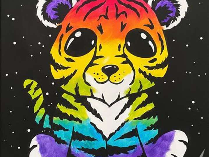 Paint and Sip - Rainbow Blacklight Tiger Fun - New Braunfels | Classpop!