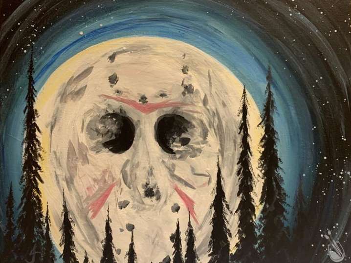 Paint and Sip - The Spooky-Faced Man in the Rising Moon - Houston ...