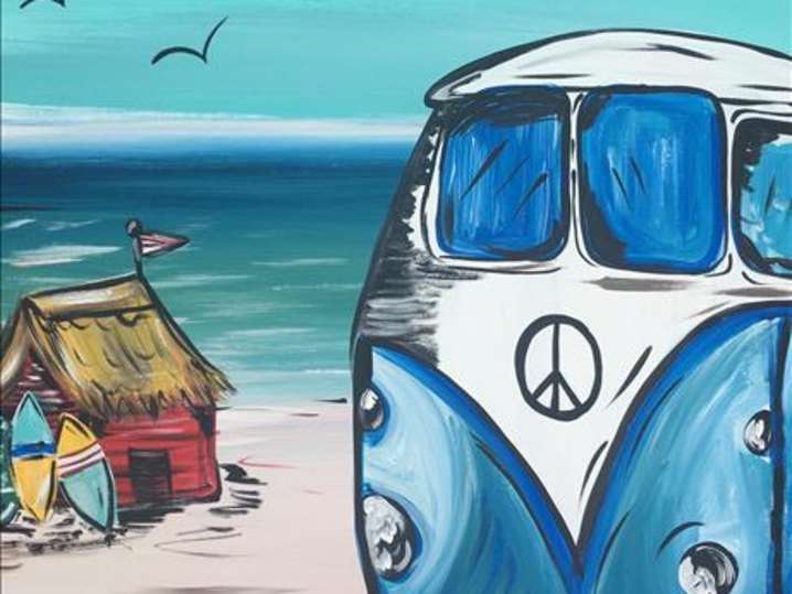 Paint and Sip - VW Bus on a Sunny Day at the Beach - Baytown | Classpop!