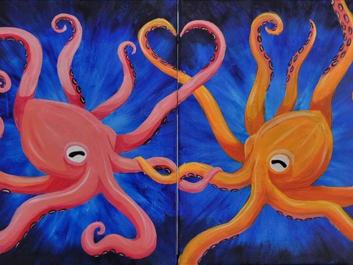 Paint and Sip - Octo-Love Couple Canvas - Baytown | Classpop!