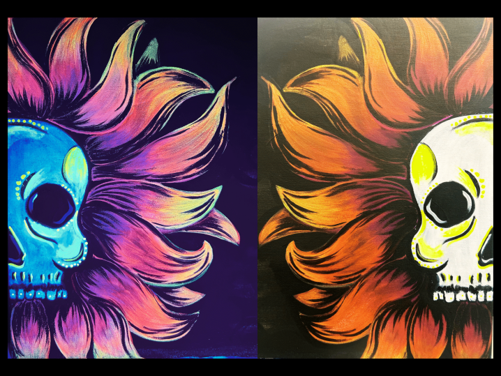 Paint and Sip - Neon Blooming Skull - San Diego | Classpop!