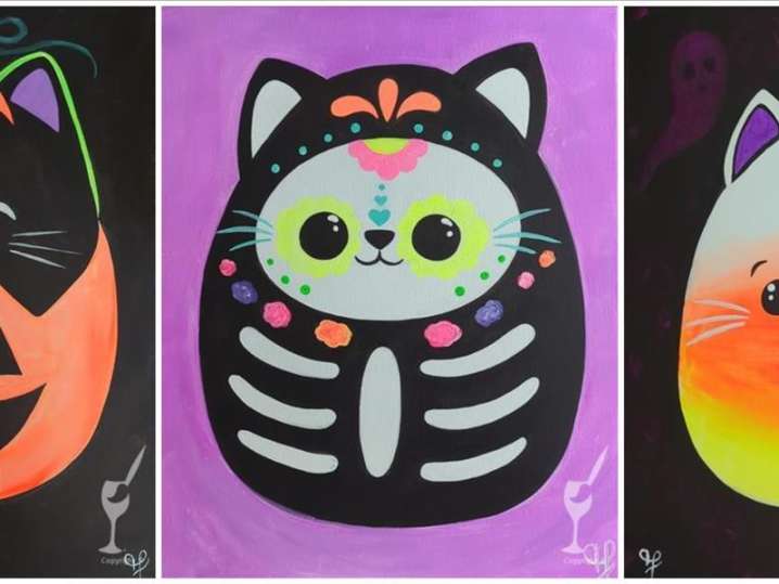 Paint and Sip - Neon Halloween Squishy Animals - Austin | Classpop!