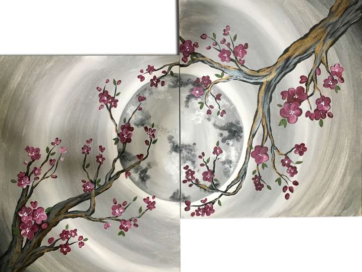 Paint and Sip - Cherry Blossom Moon - Date Night - Tyler | Classpop!