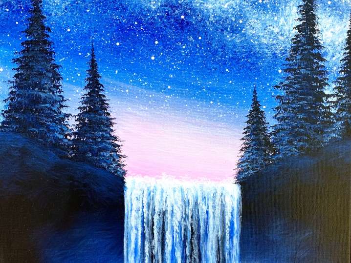 Paint and Sip - Galaxy Waterfall Forest - Brick | Classpop!