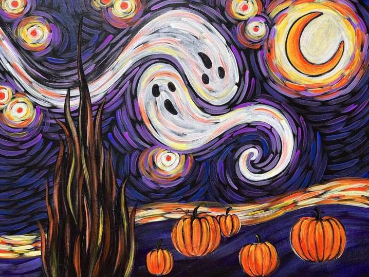 Paint and Sip - Van Gogh’s Starry Night - Halloween II | Classpop!