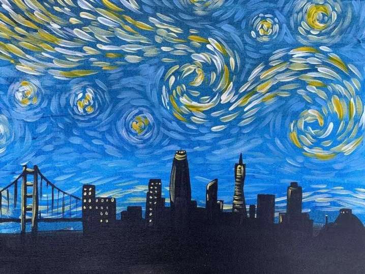 Paint and Sip - Starry Night Cityscape | Classpop!
