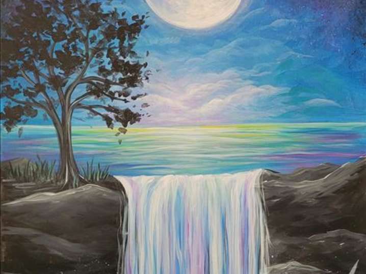 Paint and Sip - Waterfall at Night - Denver | Classpop!