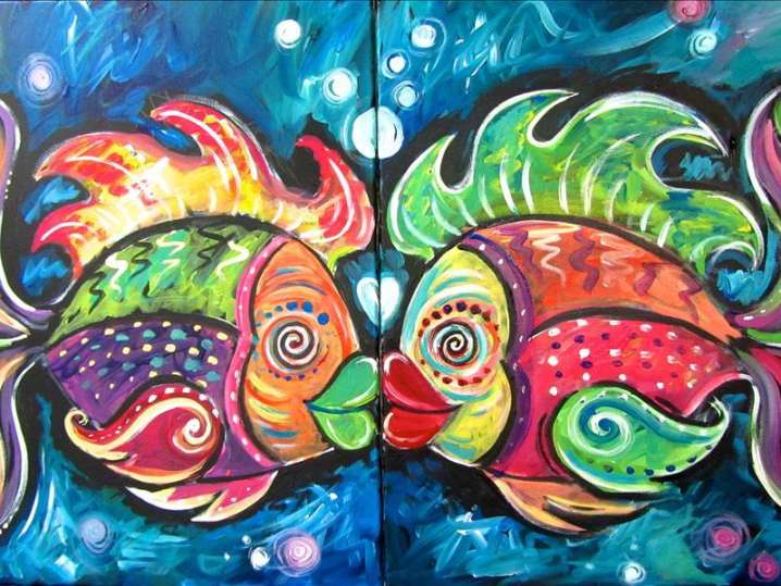 Paint and Sip - Trippy Fish Kiss - Denver | Classpop!