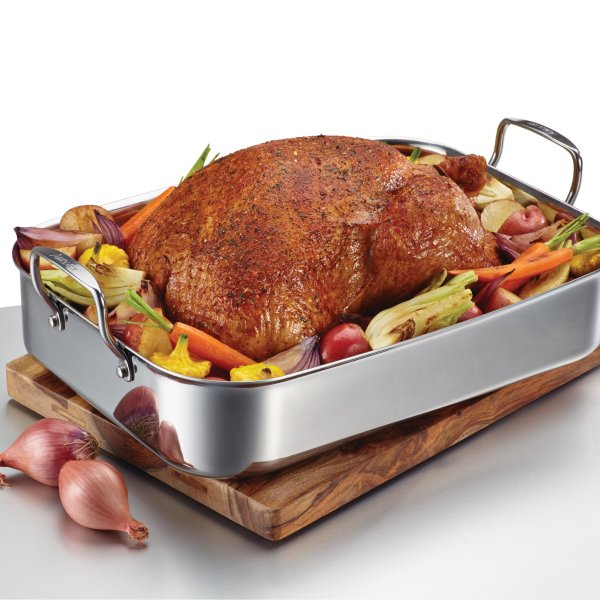 Anolon Tri-Ply Clad Rectangular Roaster with Nonstick Rack | Cookware ...