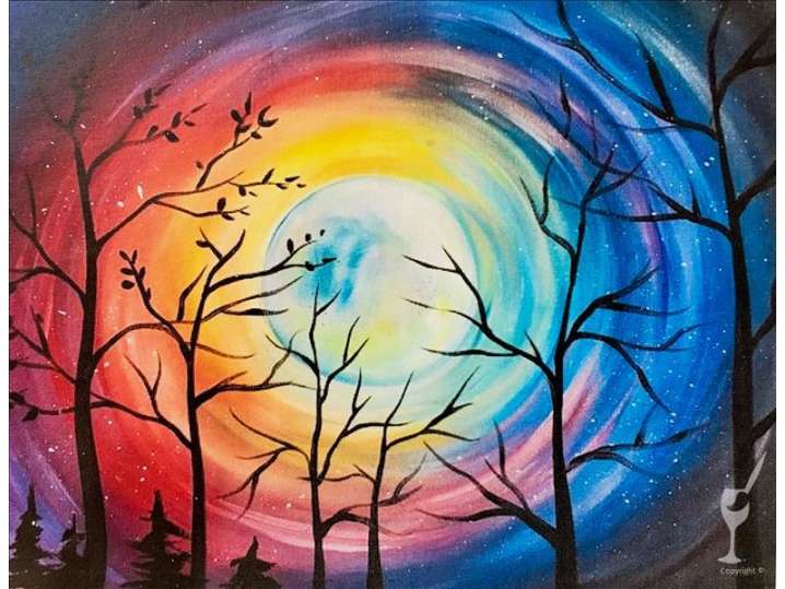 Paint and Sip - Colorful Night Sky Whirpool Rainbow - Denver | Classpop!