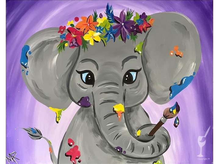 Paint and Sip - Joyful Elephant Painting - Austin | Classpop!