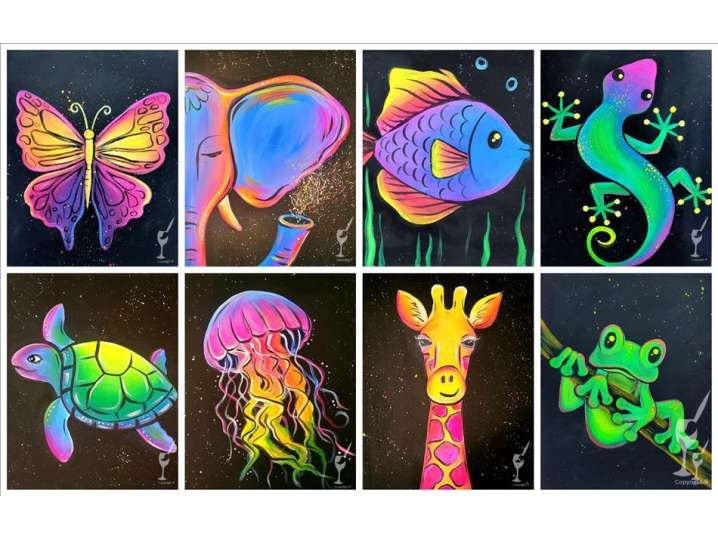 Paint and Sip - Neon Zoo Time - Baytown | Classpop!
