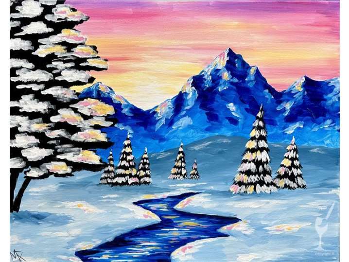 Paint and Sip - Peaceful Winter Morning in the Mountain - Houston ...