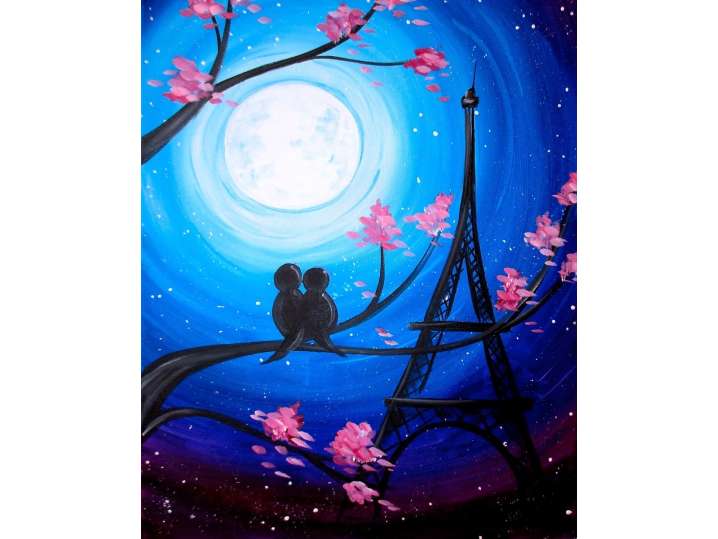 Paint and Sip - Love Birds in Paris - St. Petersburg | Classpop!
