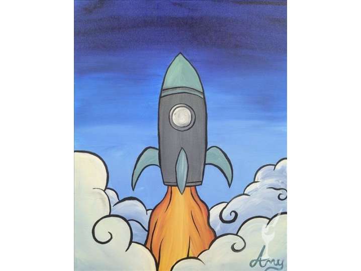 Paint and Sip - Rocket Soars Above Clouds - Family Fun - Houston ... Paint and Sip - Rocket Soars Above Clouds - Family Fun - Houston ...