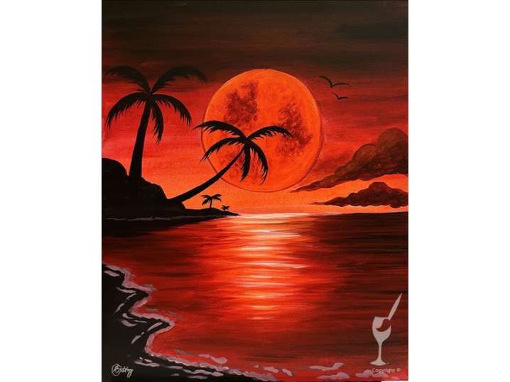 Paint and Sip - Blood Moon Over Beach - Houston | Classpop!