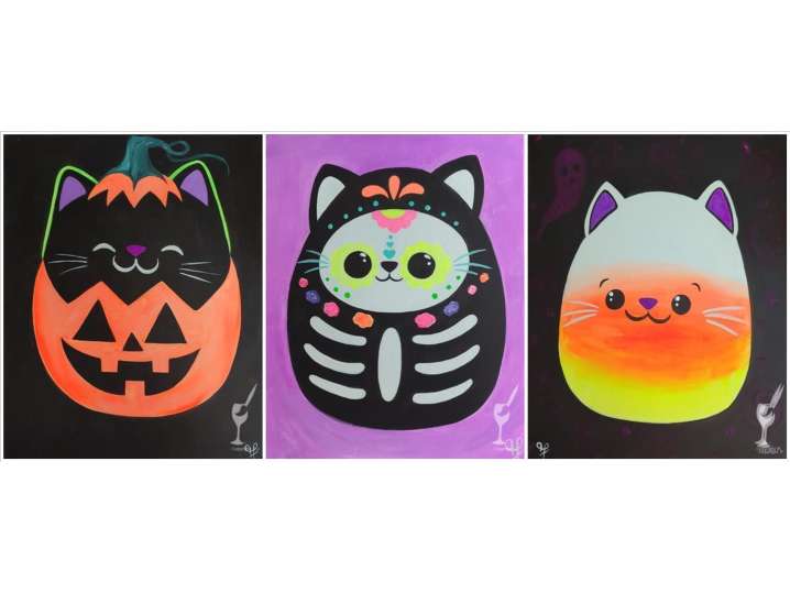 Paint and Sip - Neon Halloween Squishy Animals - Austin | Classpop!