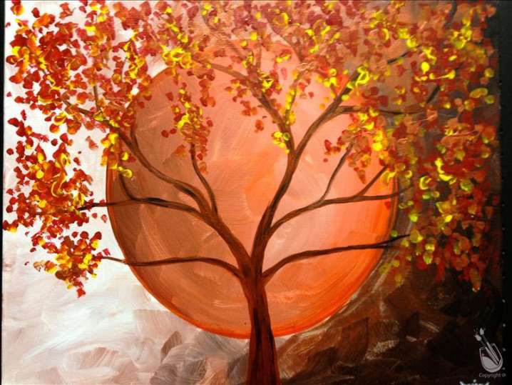 Paint and Sip - Fall Trees and Harvest Moon - New Braunfels | Classpop!