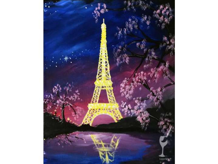 Paint and Sip - Paris Under a Pink Moon - Colorado Springs | Classpop!